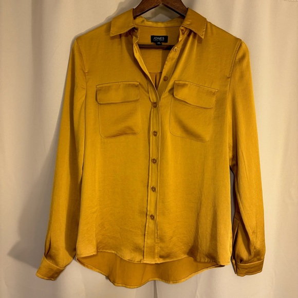 Jones New York | Tops | Matte Satin Slim Fit Utility Shirt In Raw Honey ...